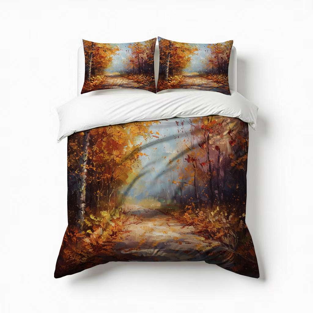 Autumn Red Maple Forest Bedding Set 3 Pcs Soft Microfiber Quilt Cover ...