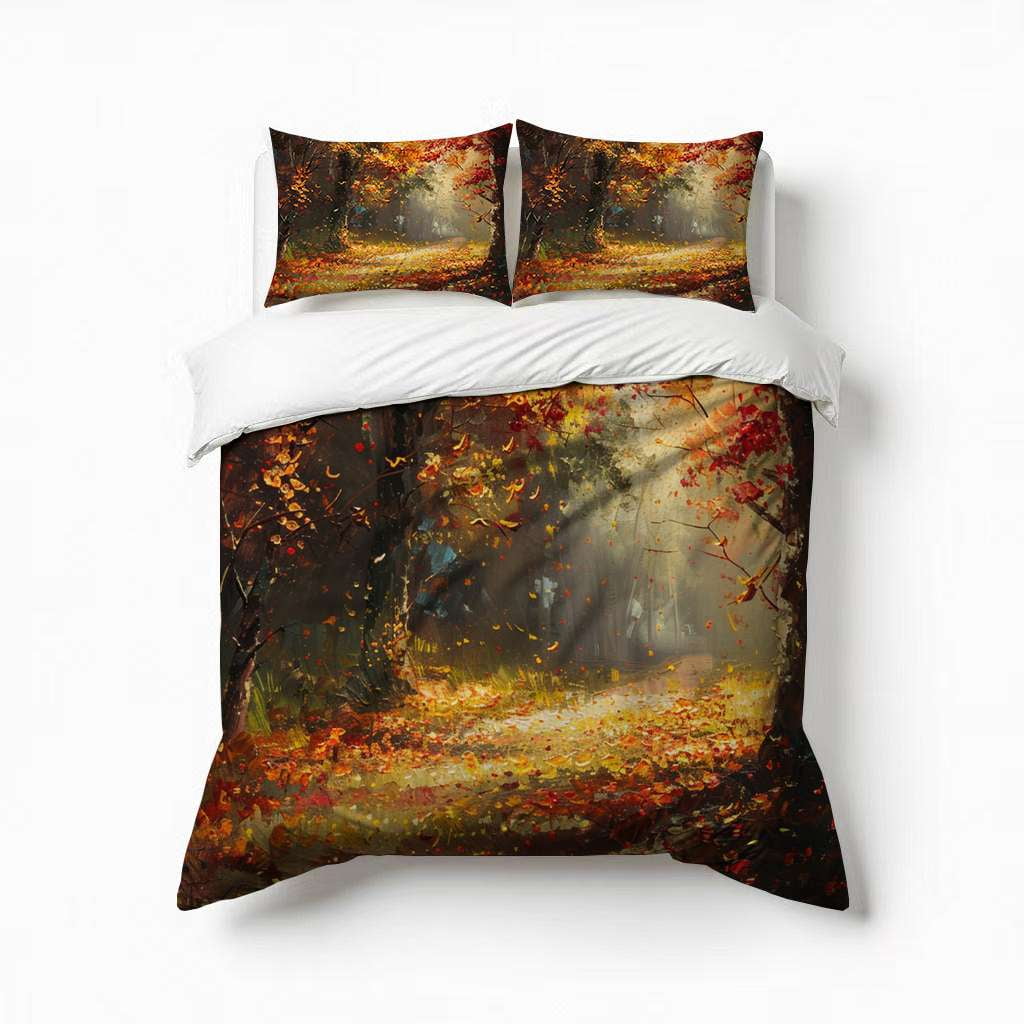 Autumn Red Maple Forest Bedding Set 3 Pcs Soft Microfiber Quilt Cover ...