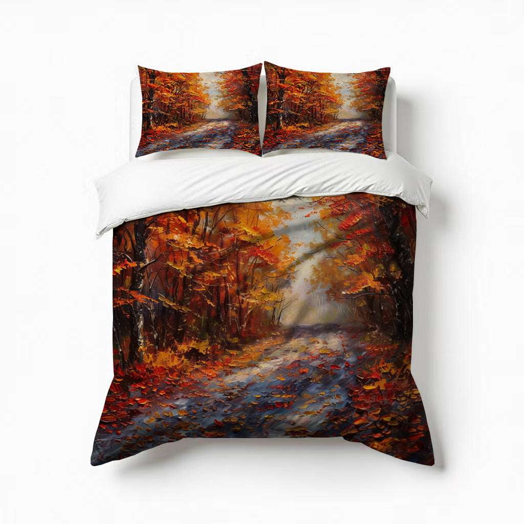 Autumn Red Maple Forest Bedding Set 3 Pcs Soft Microfiber Quilt Cover ...