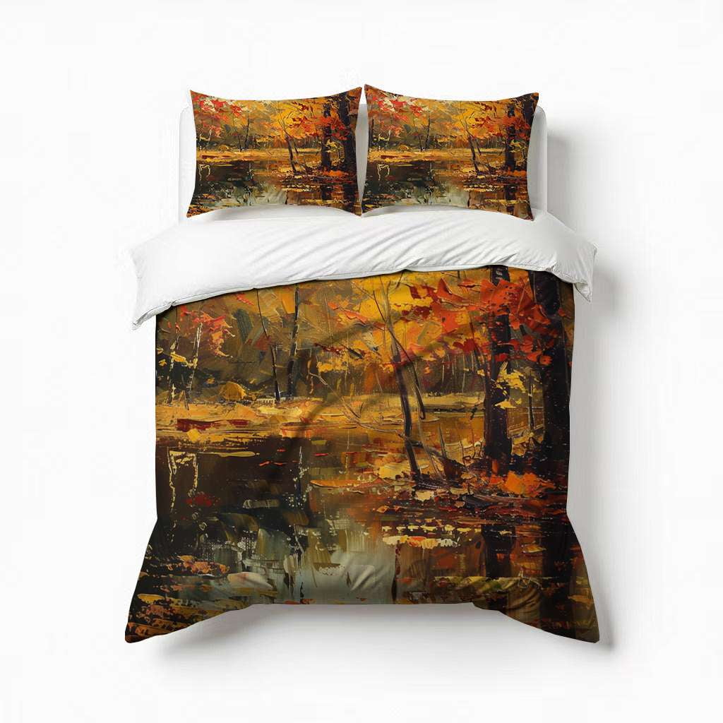 Autumn Red Maple Forest Bedding Set 3 Pcs Soft Microfiber Quilt Cover ...