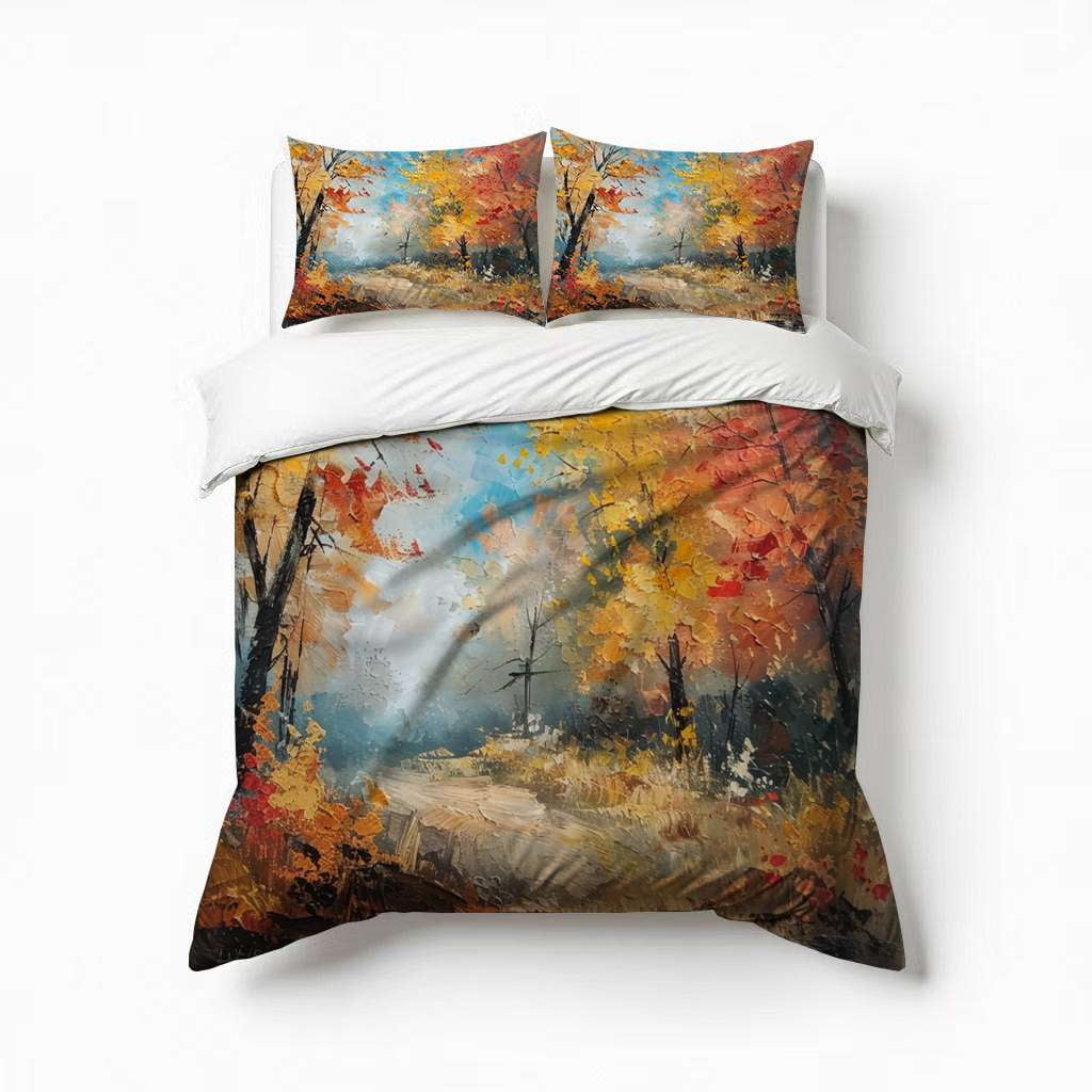 Autumn Red Maple Forest Bedding Set 3 Pcs Soft Microfiber Quilt Cover ...