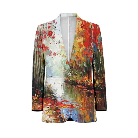 Autumn Red Maple Forest Customized Men's Suits full man Shawl Collar ...