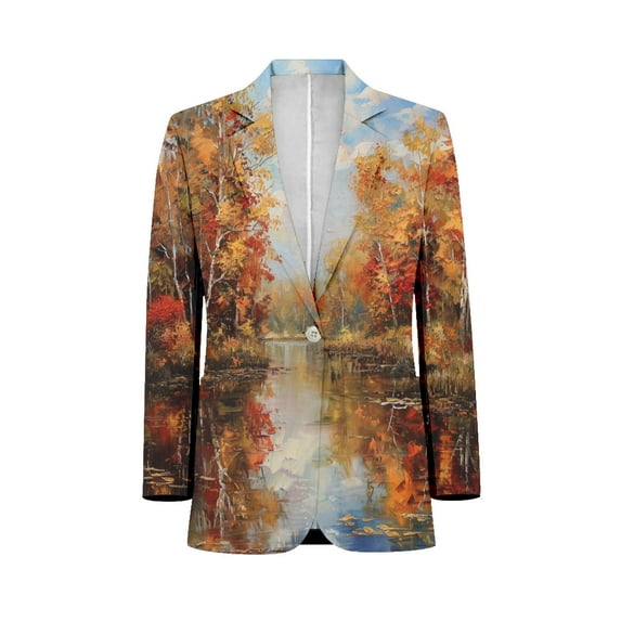 Autumn Red Maple Forest Men's Suit Blazer Casual Party Wear Slim Fit ...