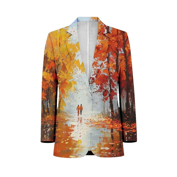 Autumn Red Maple Forest Mens Suits Shawl Collar Slim Fit Suit Mens ...