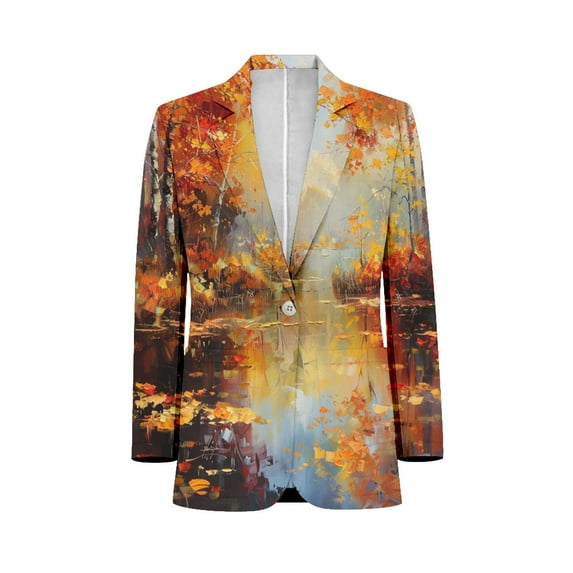 Autumn Red Maple Forest Mens Suits Shawl Collar Slim Fit Suit Mens ...