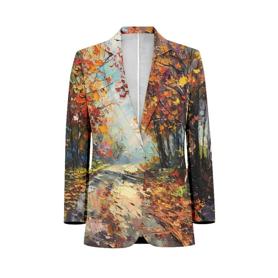 Autumn Red Maple Forest Mens Suits Shawl Collar Slim Fit Suit Mens ...