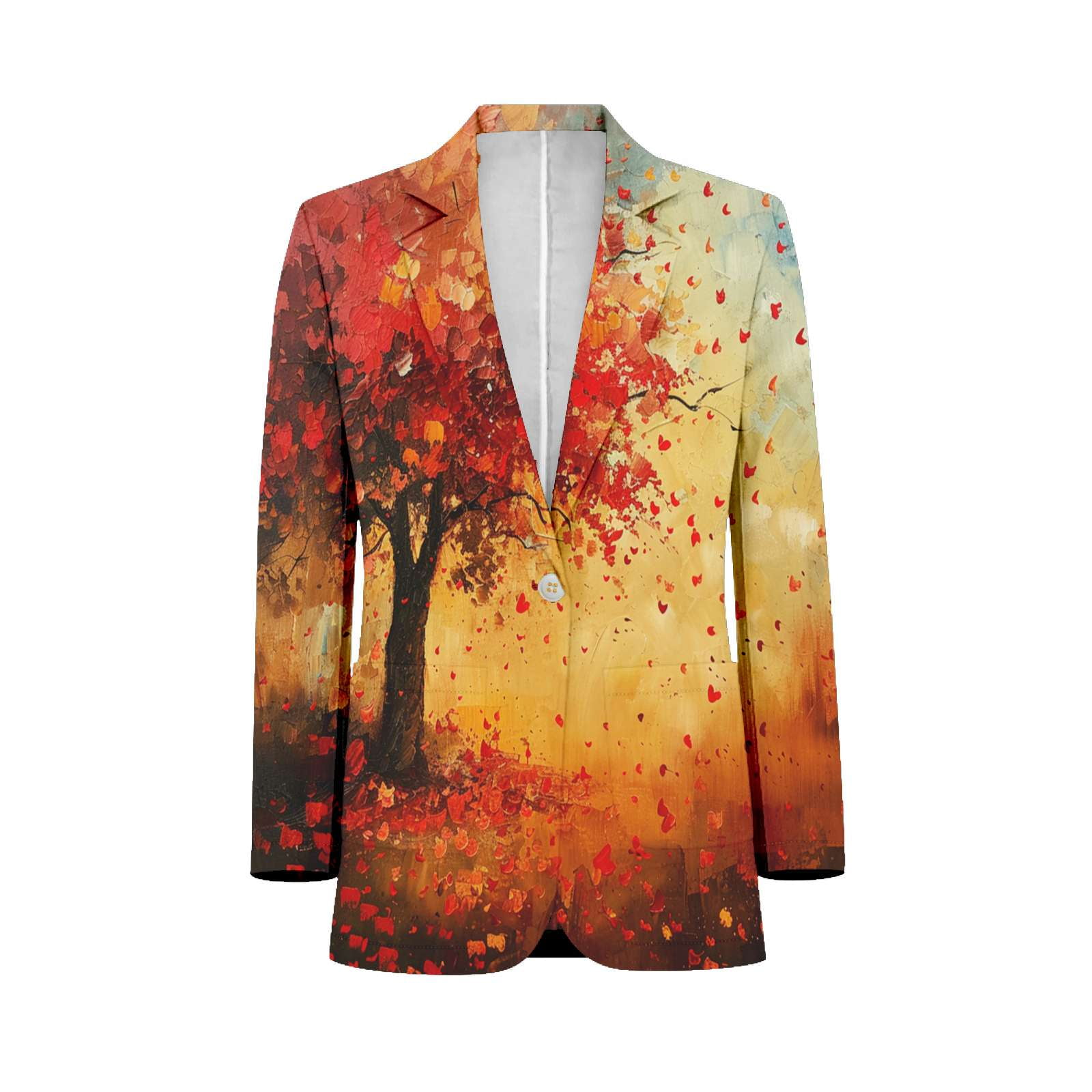 Autumn Red Maple Forest Mens Suits Shawl Collar Slim Fit Suit Mens ...