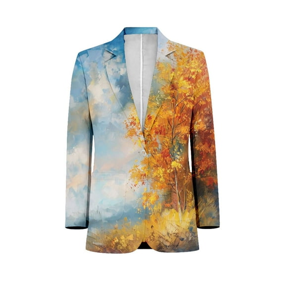 Autumn Red Maple Forest Mens Suits Shawl Collar Slim Fit Suit Mens ...