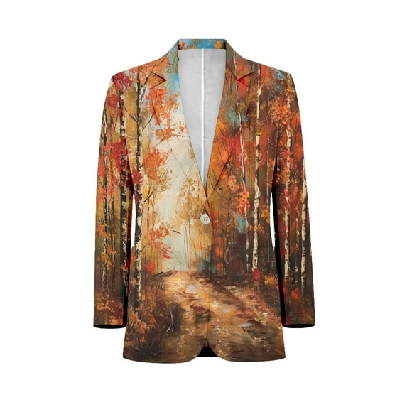 Autumn Red Maple Forest Mens Suits Shawl Collar Slim Fit Suit Mens ...