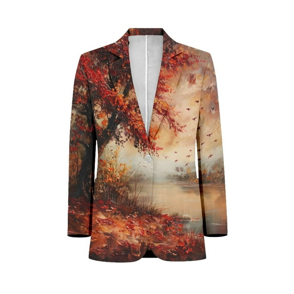 Autumn Red Maple Forest Mens Suits Shawl Collar Slim Fit Suit Mens ...