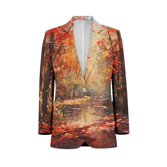 Autumn Red Maple Forest Mens Suits Shawl Collar Slim Fit Suit Mens ...