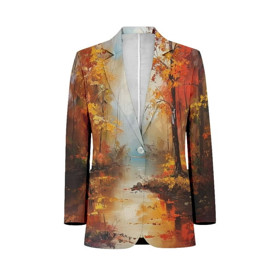 Autumn Red Maple Forest Mens Suits Shawl Collar Slim Fit Suit Mens ...