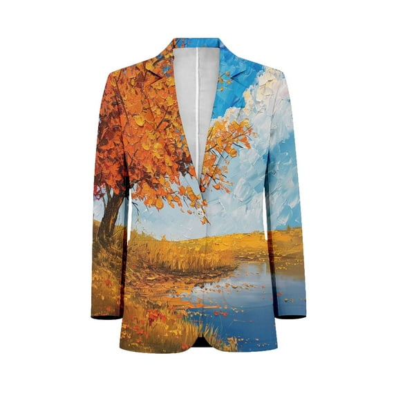 Autumn Red Maple Forest Mens Suits Shawl Collar Slim Fit Suit Mens ...