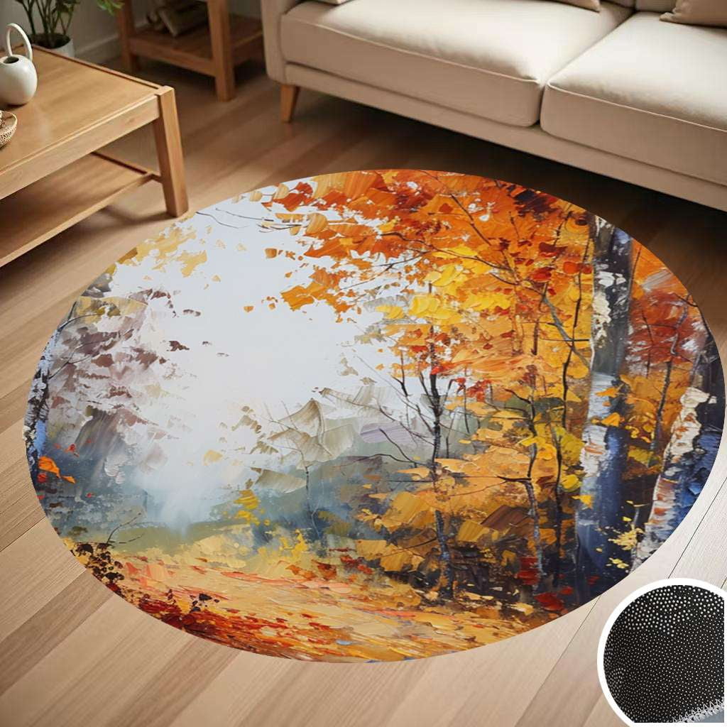 Autumn Red Maple Forest Round Carpet Living Room Bedroom Home ...