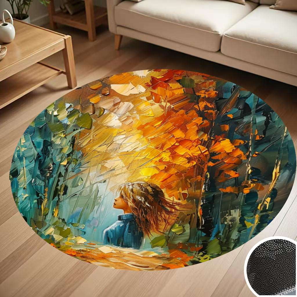 Autumn Red Maple Forest Round Carpet Living Room Bedroom Home ...