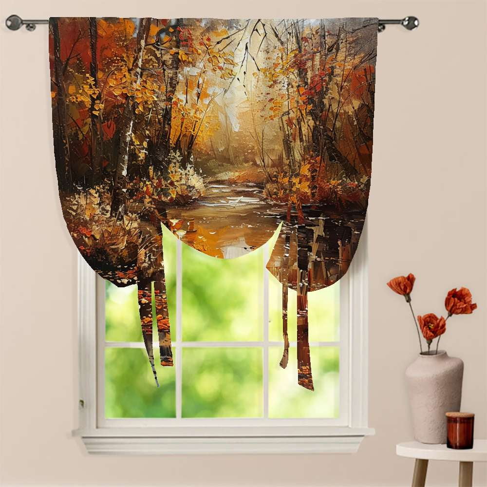 Autumn Red Maple Forest Window Curtain for Living Room Roman Curtain ...