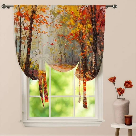 Autumn Red Maple Forest Window Curtain for Living Room Roman Curtain ...