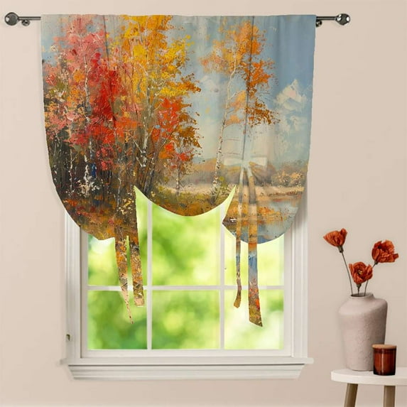 Autumn Red Maple Forest Window Curtain for Living Room Roman Curtain ...