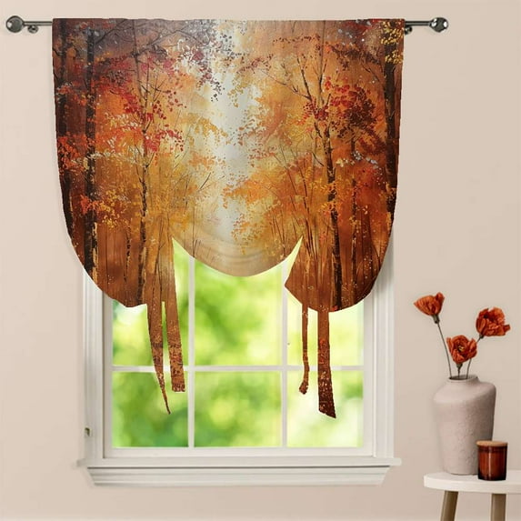 Autumn Red Maple Forest Window Curtain for Living Room Roman Curtain ...