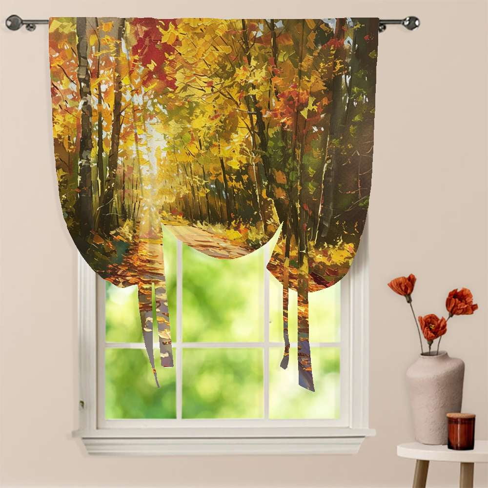 Autumn Red Maple Forest Window Curtain for Living Room Roman Curtain ...