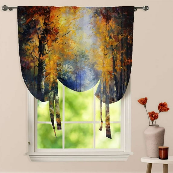 Autumn Red Maple Forest Window Curtain for Living Room Roman Curtain ...