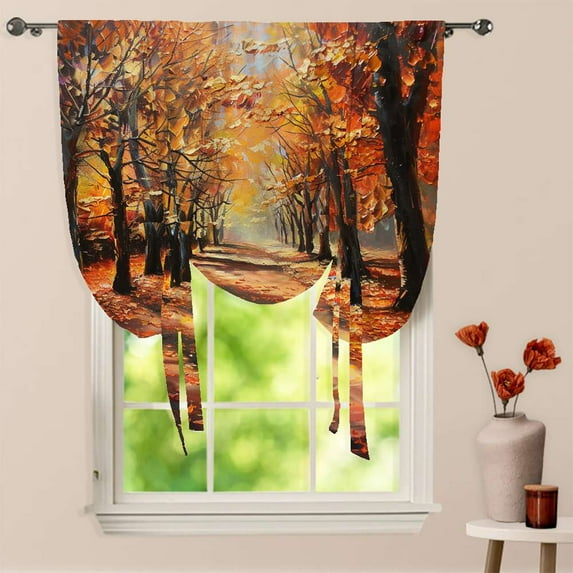 Autumn Red Maple Forest Window Curtain for Living Room Roman Curtain ...