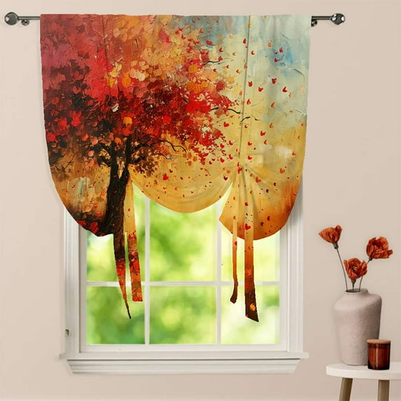 Autumn Red Maple Forest Window Curtain for Living Room Roman Curtain ...