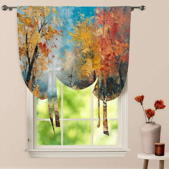 Autumn Red Maple Forest Window Curtain for Living Room Roman Curtain ...