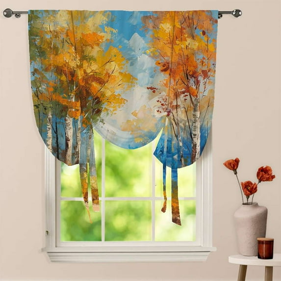 Autumn Red Maple Forest Window Curtain for Living Room Roman Curtain ...
