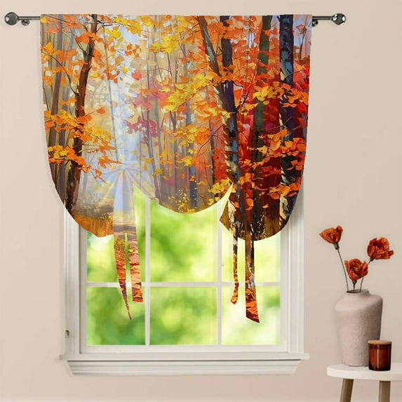 Autumn Red Maple Forest Window Curtain for Living Room Roman Curtain ...