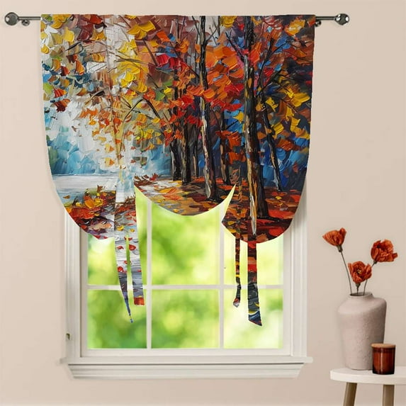 Autumn Red Maple Forest Window Curtain for Living Room Roman Curtain ...
