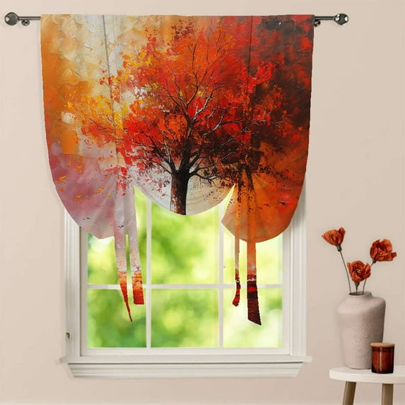 Autumn Red Maple Forest Window Curtain for Living Room Roman Curtain ...