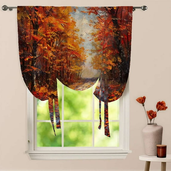 Autumn Red Maple Forest Window Curtain for Living Room Roman Curtain ...