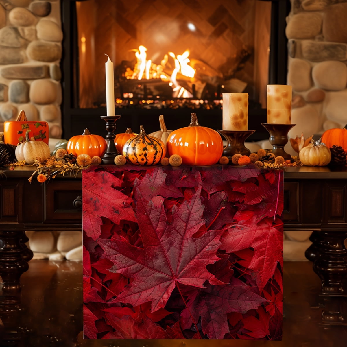 Autumn Red Maple Leaves Table Runner Farmhouse Dining Table Runners ...
