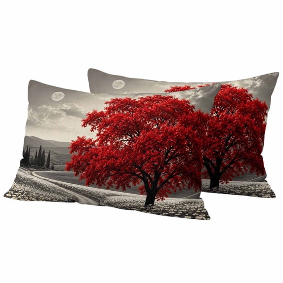 Autumn Red Tree Outdoor Waterproof Pillow Covers, Country Daisy Flower ...
