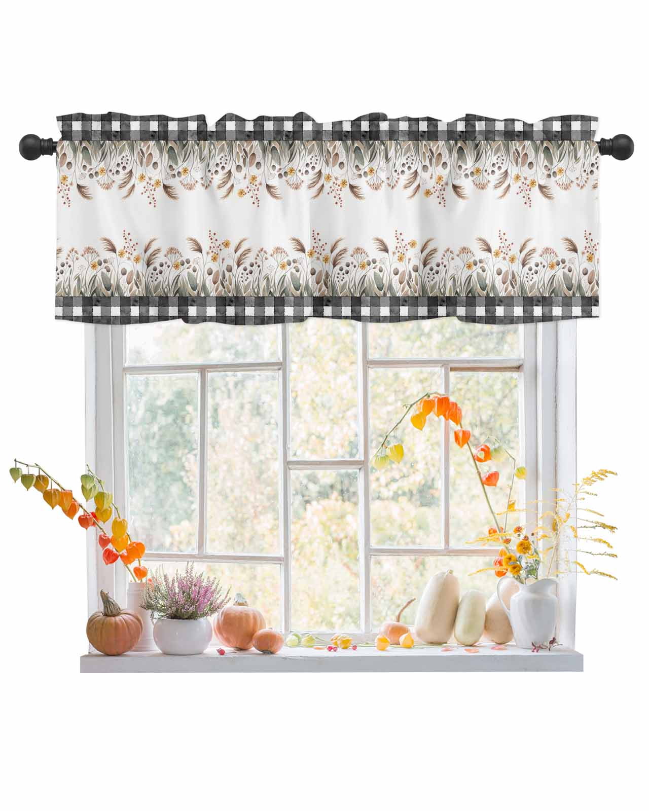 Autumn Reed Fall Valances for Windows, Rod Pocket Thanksgiving Kitchen ...