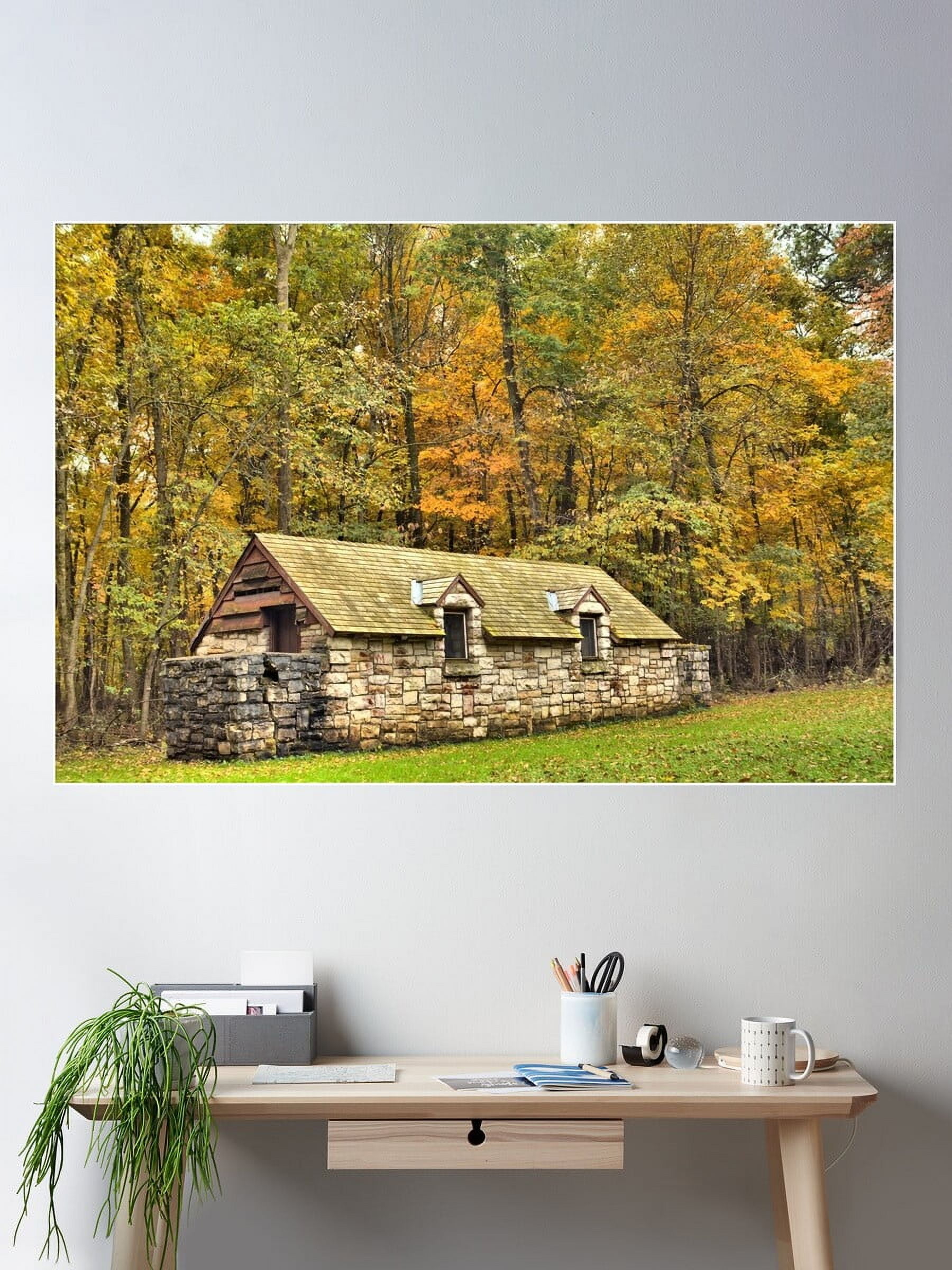 Autumn Rest Stop Poster Wall Art, Modern Wall Decor For Living Room ...