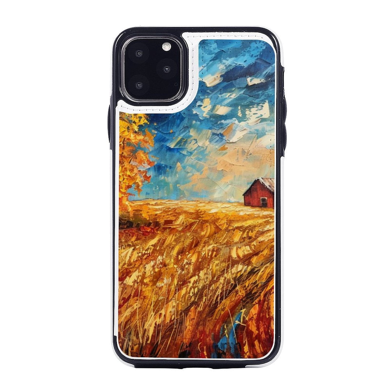 Autumn Rice Field Oil Painting Leather Wallet Case for iPhone 16 15 14 ...