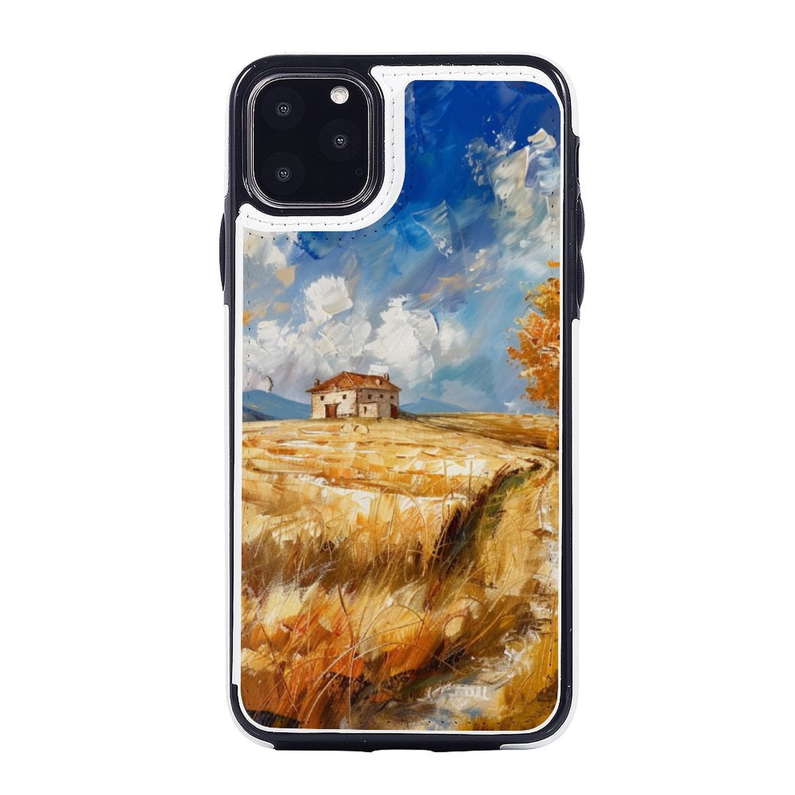 Autumn Rice Field Oil Painting Leather Wallet Case for iPhone 16 15 14 ...