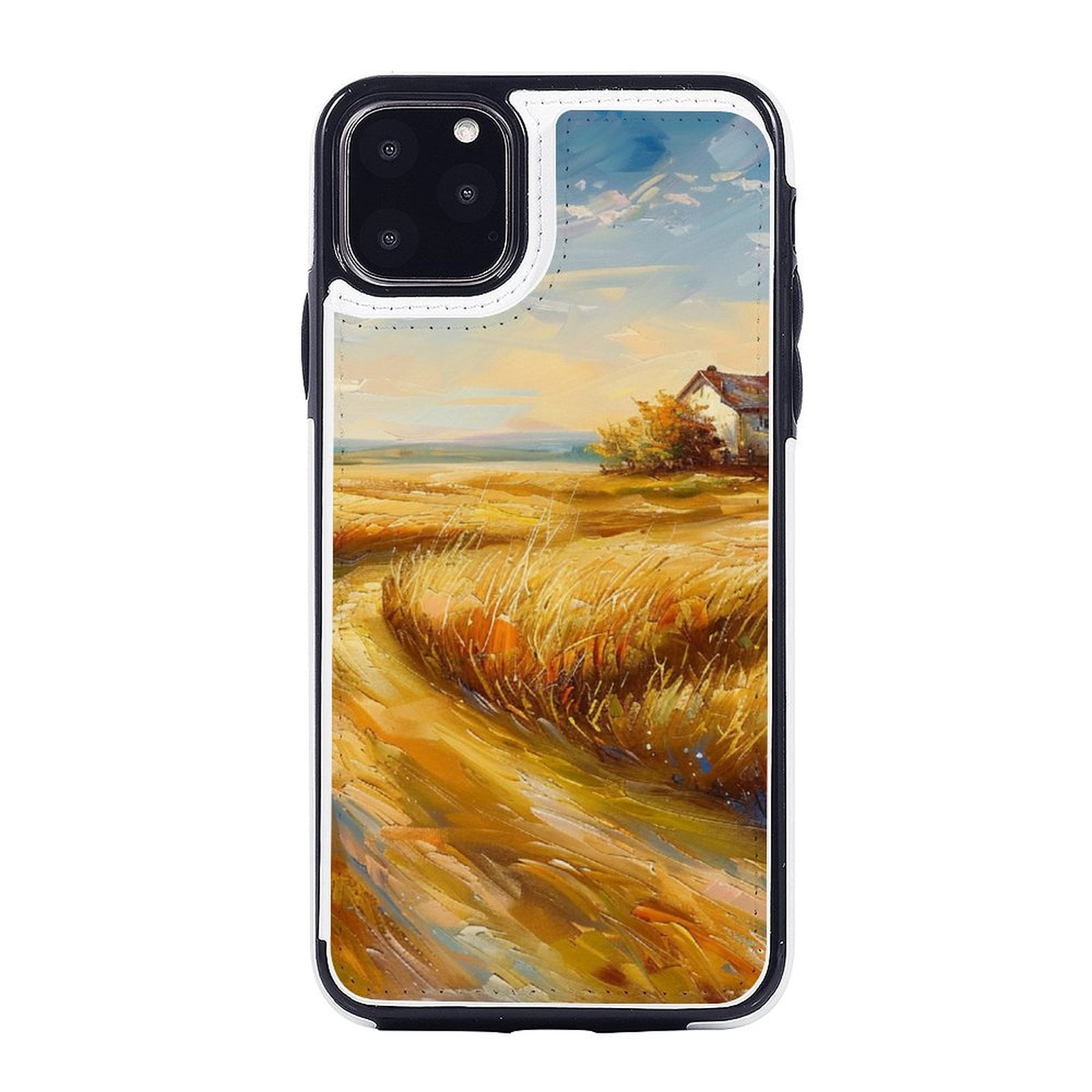 Autumn Rice Field Oil Painting Leather Wallet Case for iPhone 16 15 14 ...