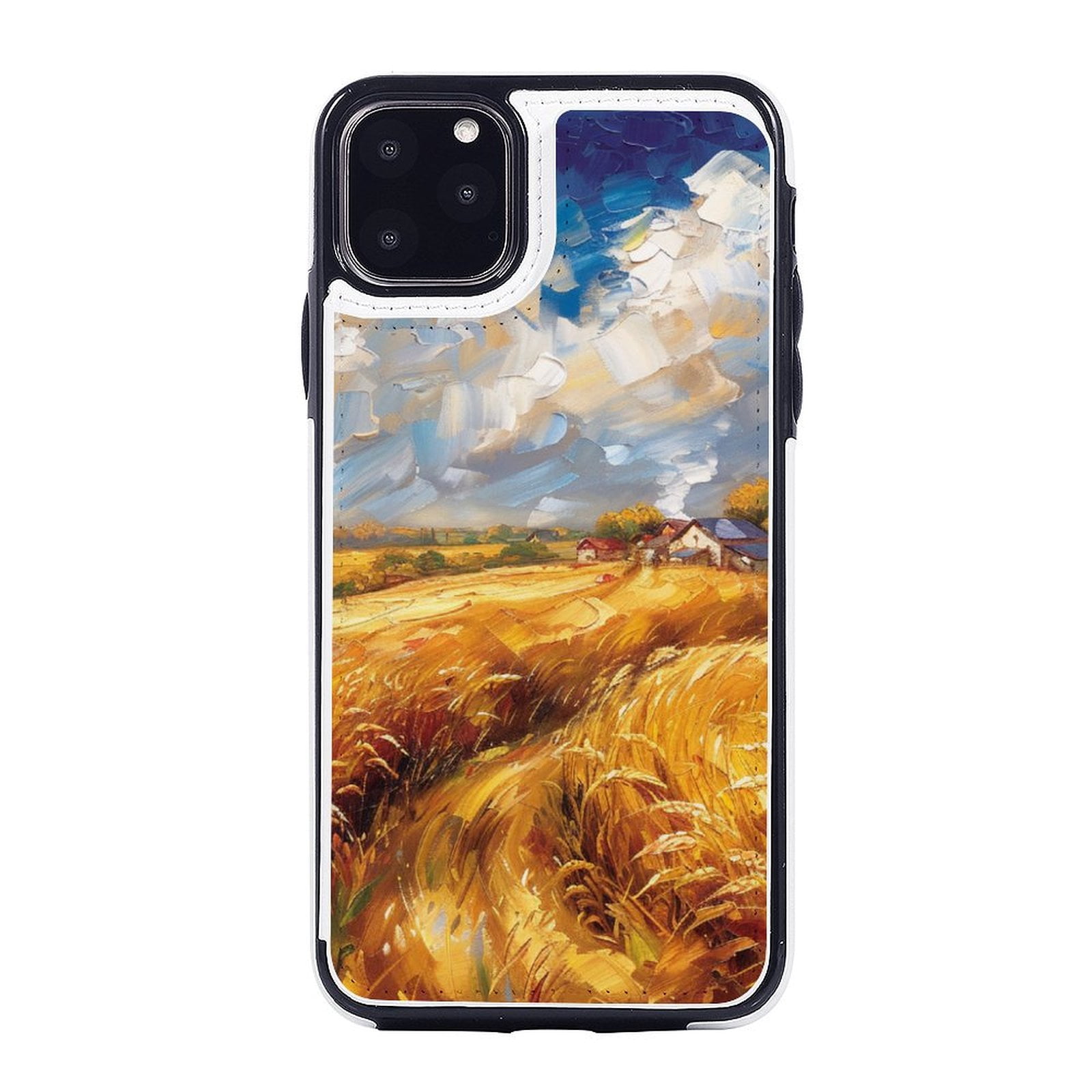 Autumn Rice Field Oil Painting Leather Wallet Case for iPhone 16 15 14 ...