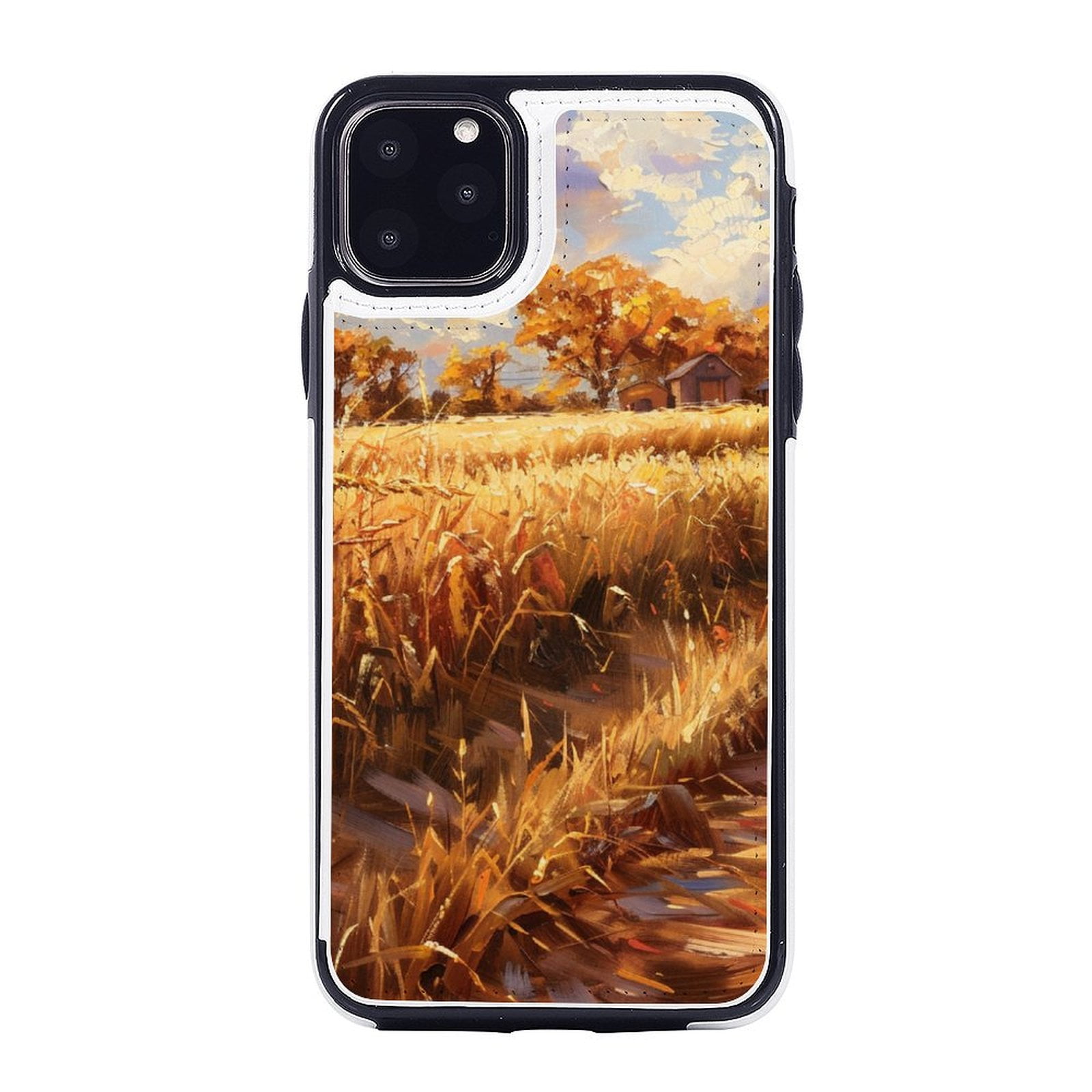 Autumn Rice Field Oil Painting Leather Wallet Case for iPhone 16 15 14 ...