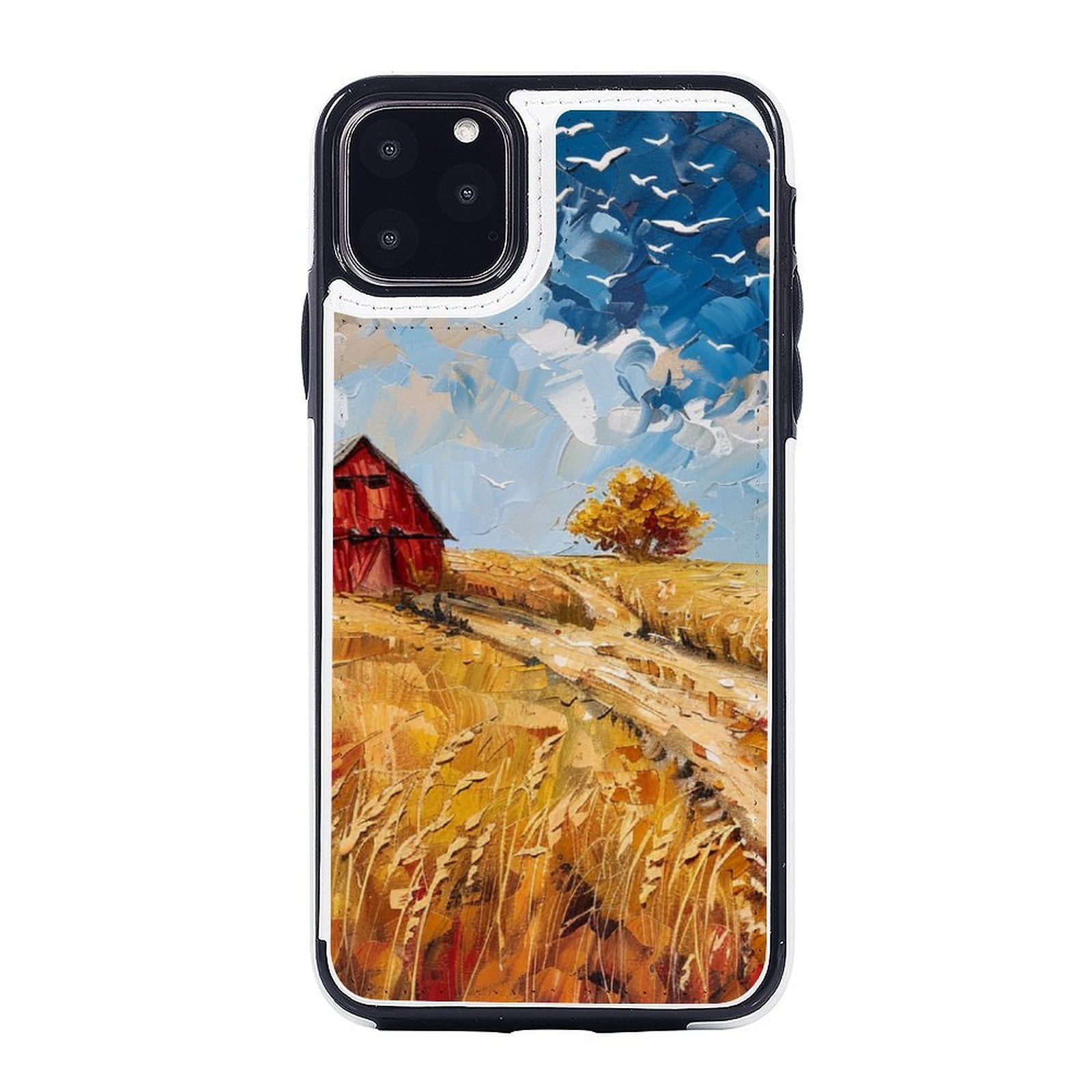 Autumn Rice Field Oil Painting Leather Wallet Case for iPhone 16 15 14 ...