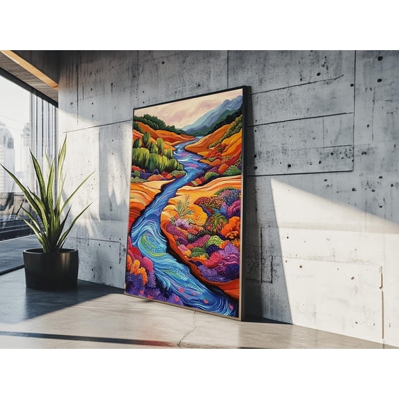 Autumn River Valley Floral Fall Landscape Wall Art Poster, Unframed ...