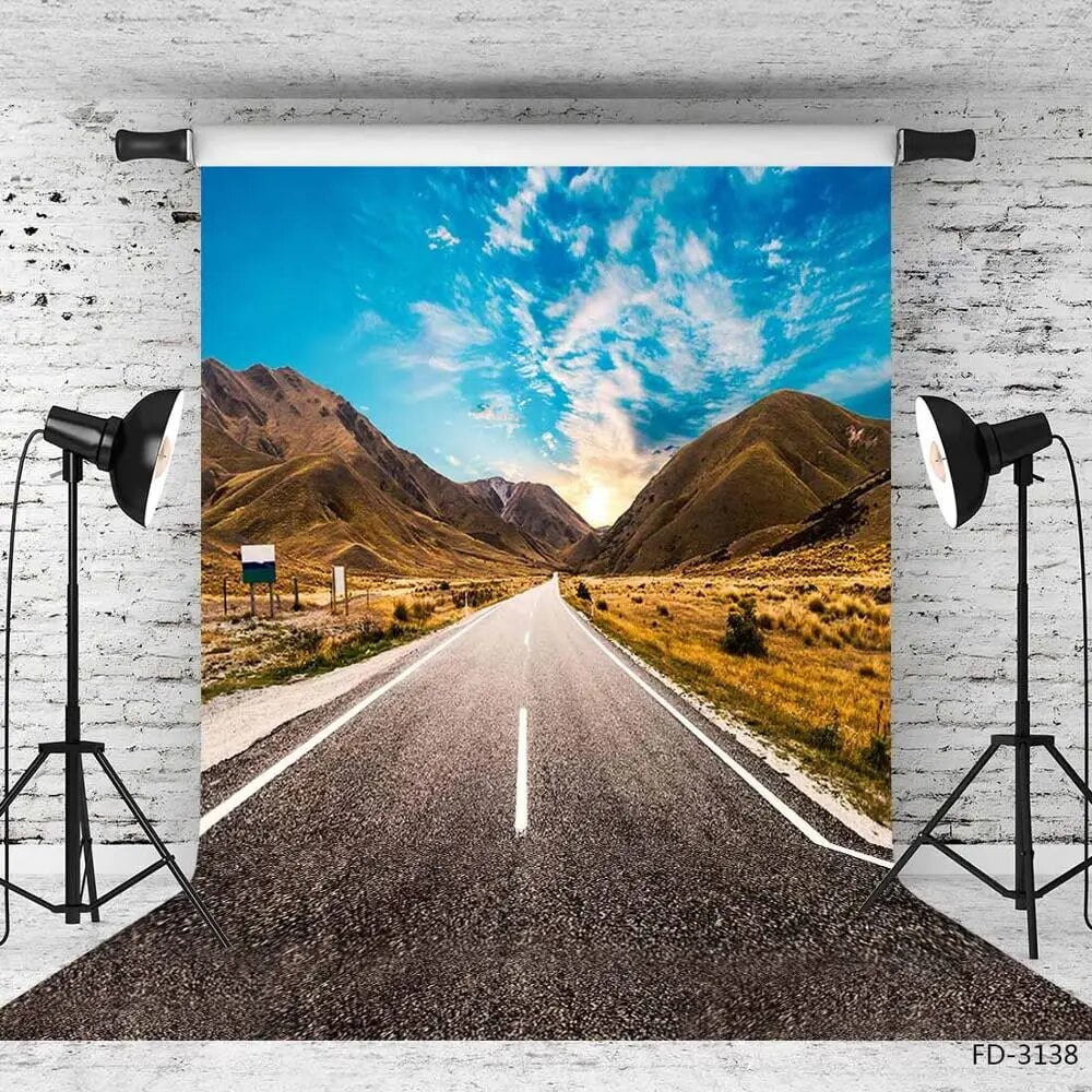 Autumn Road Mountain Sky Way Beautiful Scenery Backdrop Photocall Baby ...