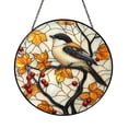 Autumn Robin Bird Suncatcher, Stained Glass Style Round Window Decor ...