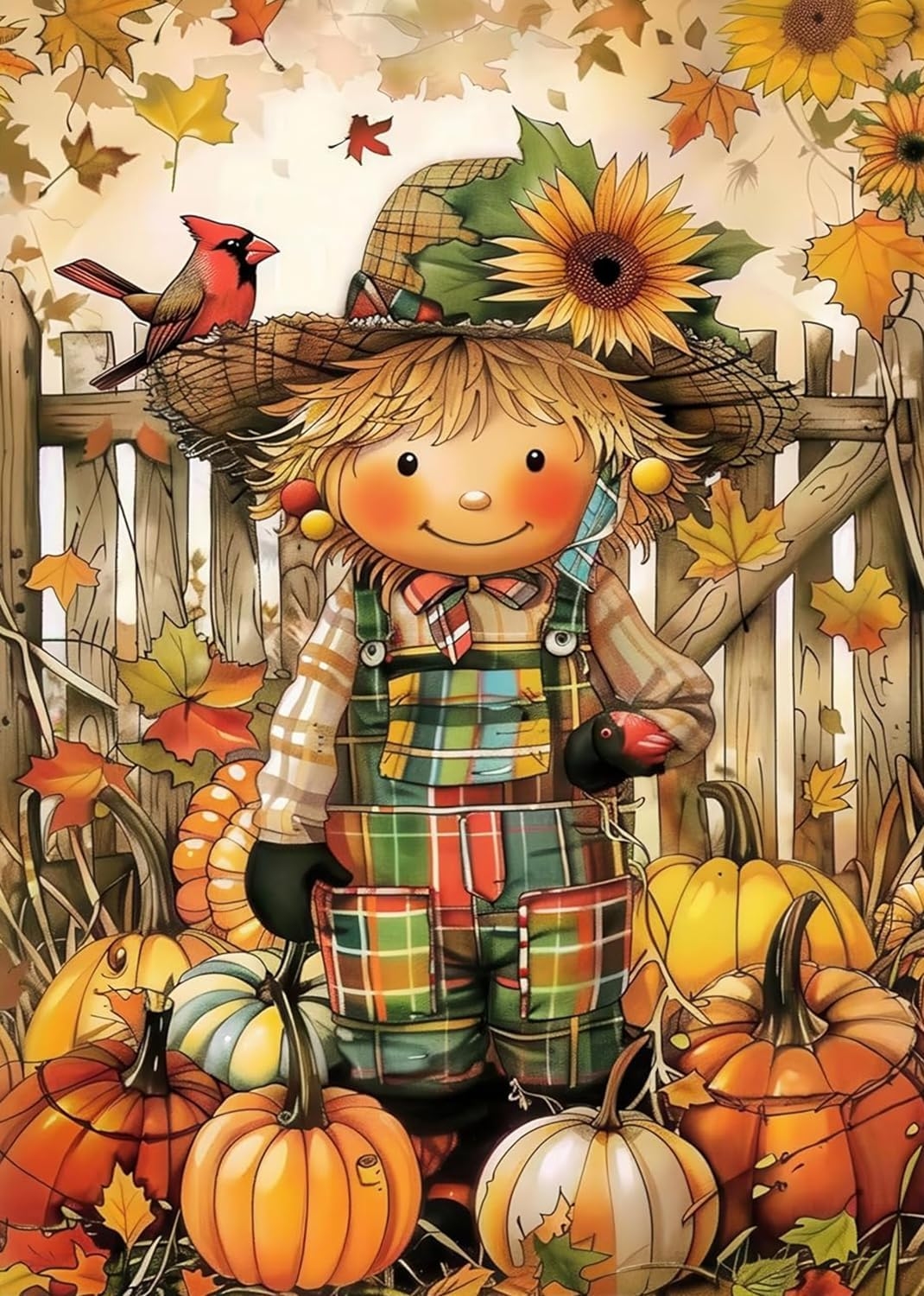 Autumn Scarecrow Pumpkin Leaf Diamond Painting Kit (For Adults), DIY ...