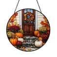 Autumn Scene Stained Glass Style Window Suncatcher, Home Entrance Art ...