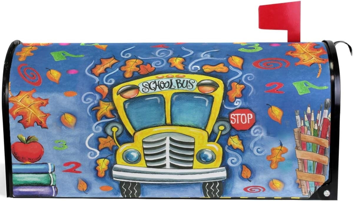 Autumn School Season Back to Bus Mailbox Cover Magnetic Standard Size ...