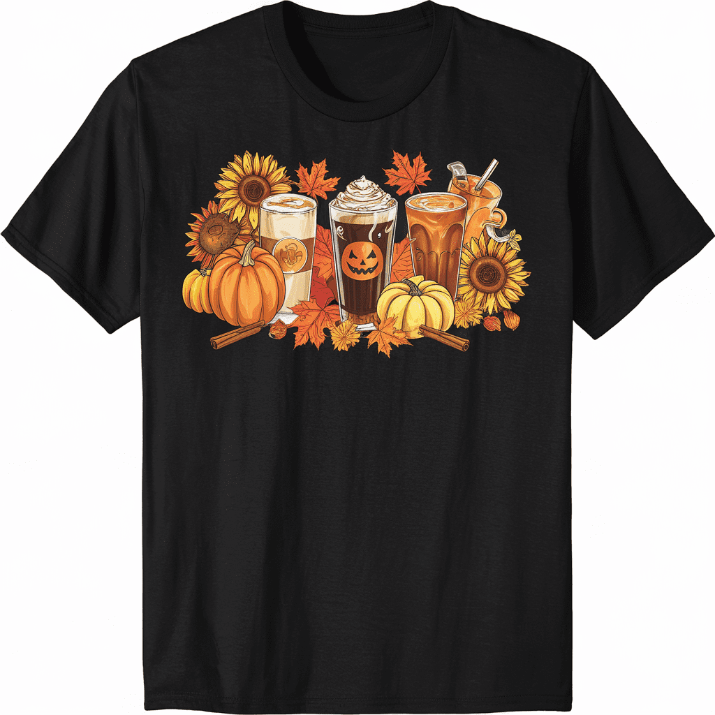 Autumn Season Pumpkin Spice Coffee Thanksgiving T-Shirt - Walmart.com